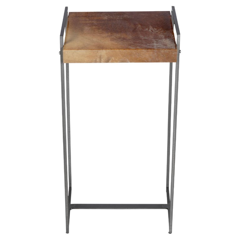 Waxed Parchment Top with Brushed Steel Base Drink Table For Sale at 1stDibs