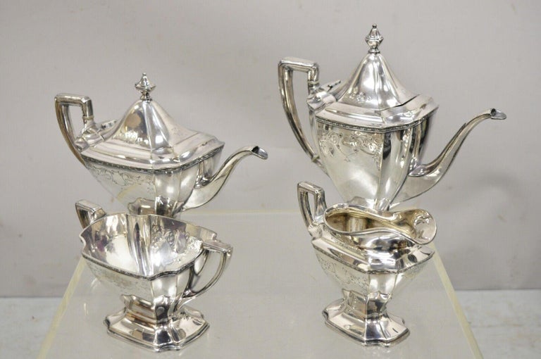 WD Smith Silver Co Chippendale EPNS Hepplewhite Silver Plated Tea Set ...