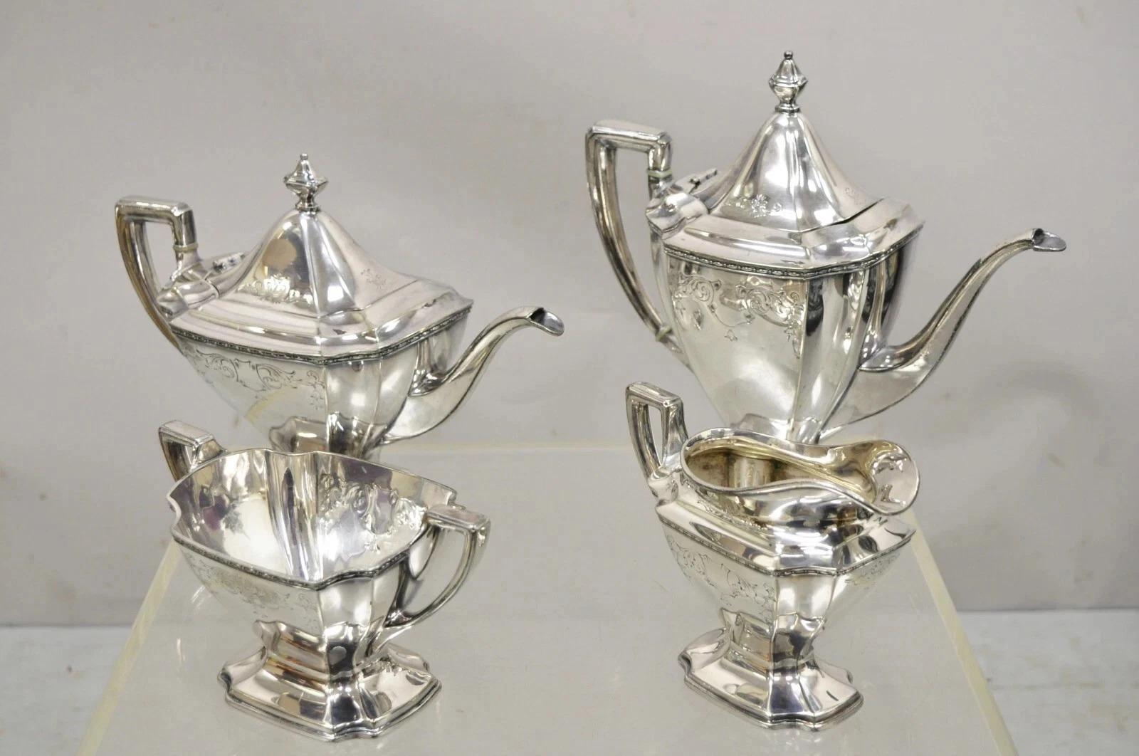 WD Smith Silver Co Chippendale EPNS Hepplewhite Silver Plated Tea Set ...