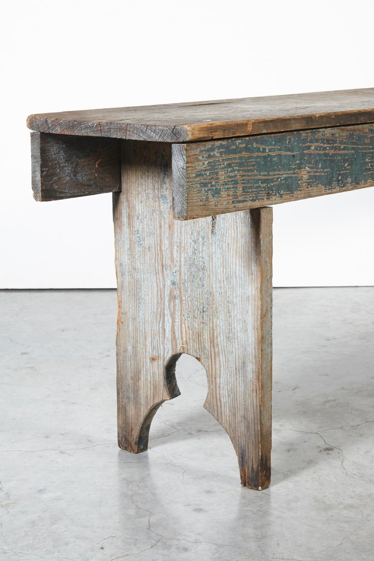 Weathered American Country Bench With Original Paint at 1stDibs ...