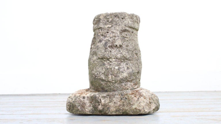 Weathered Antique 19th Century Stone Garden Head with Face For Sale at ...