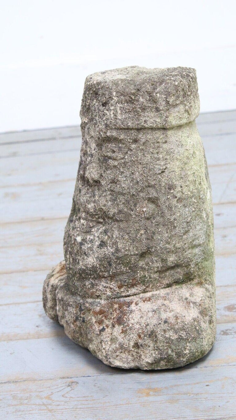 Weathered Antique 19th Century Stone Garden Head with Face For Sale at ...