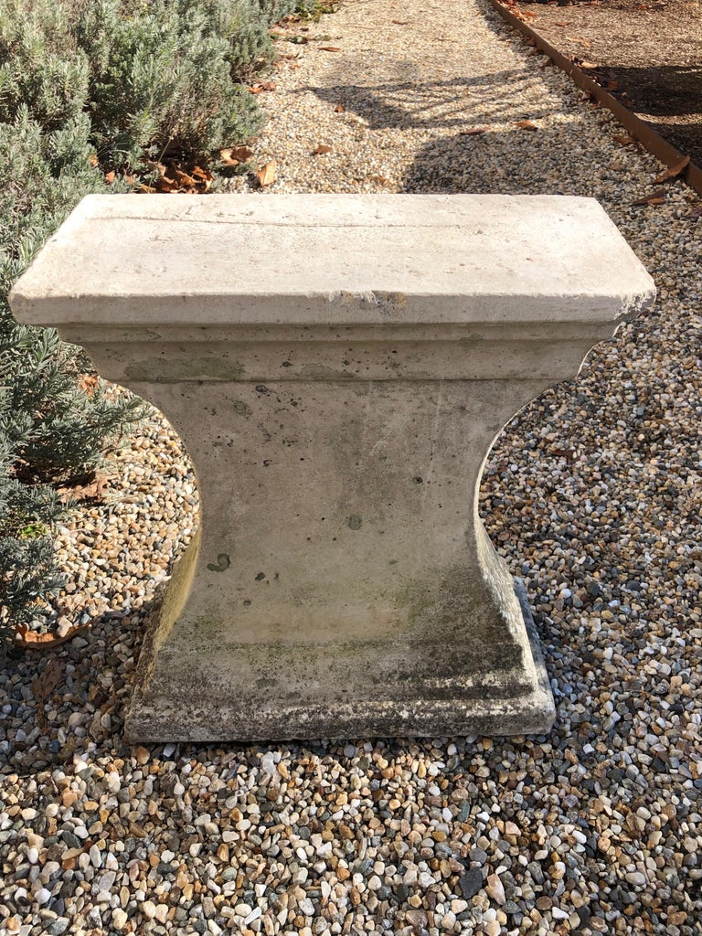 Weathered English Cast Stone Garden Bench with Tiered Decorative Edging ...