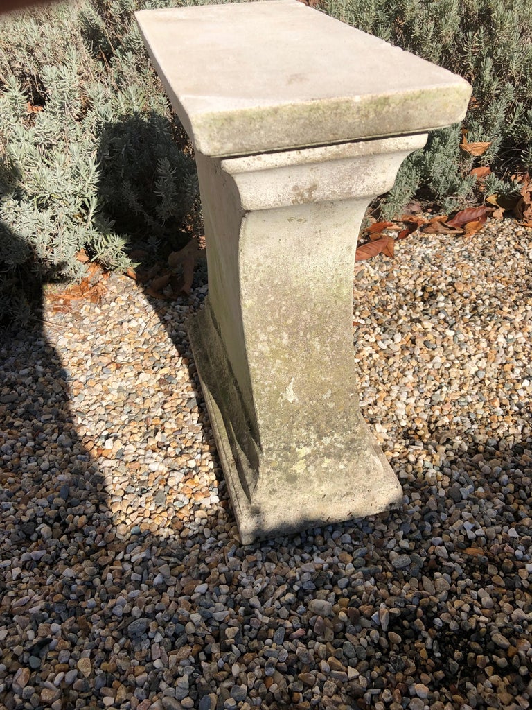 Weathered English Cast Stone Garden Bench with Tiered Decorative Edging ...
