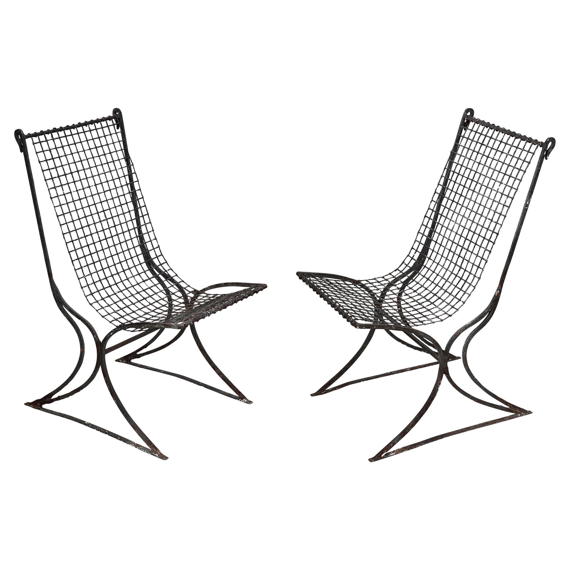 Weathered Mid-Century Wrought Iron Chairs (Set of 2) For Sale at 1stDibs