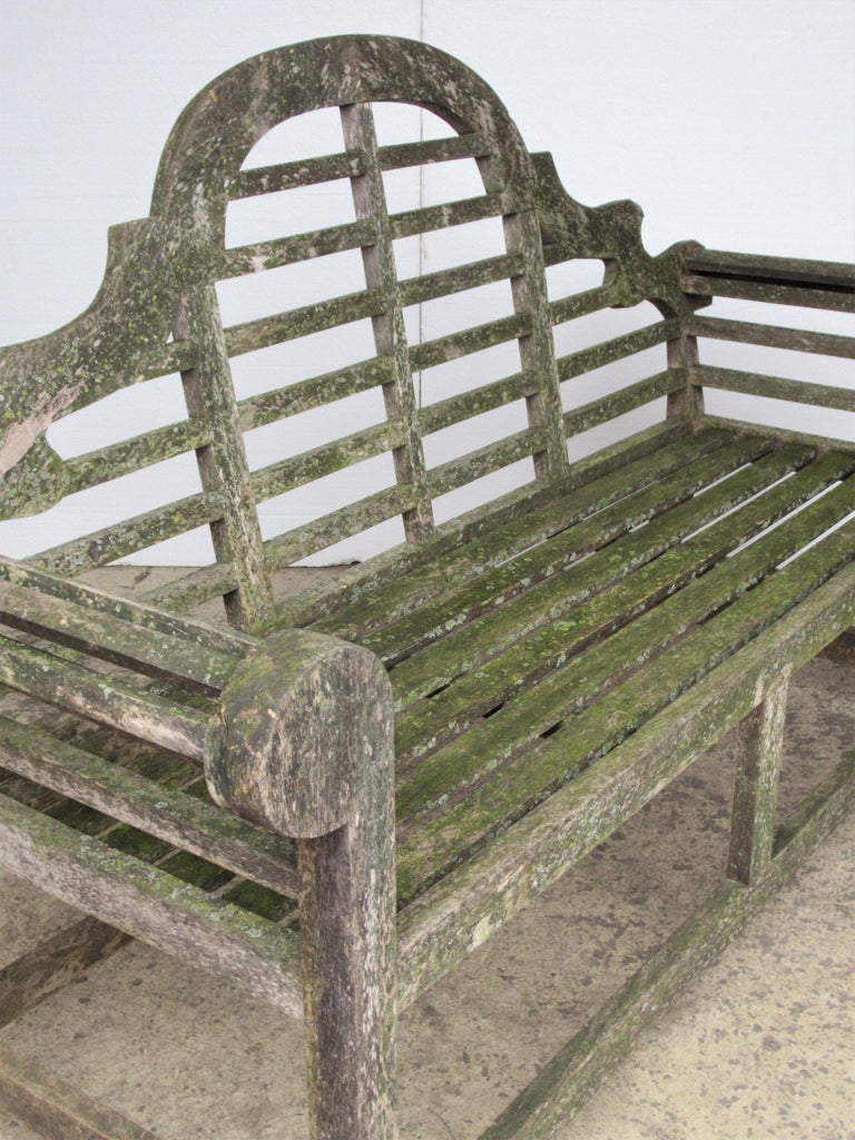 Weathered Teak Lutyens Style Garden Bench Encrusted with Algae Lichen ...