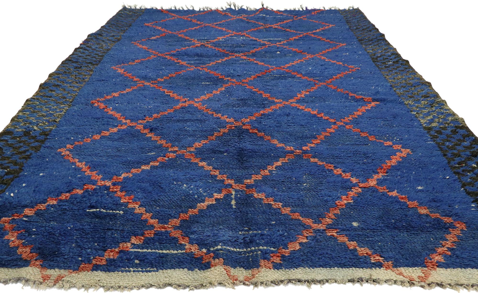 Weathered Vintage Berber Blue Moroccan Rug with Tribal Artisan Style ...