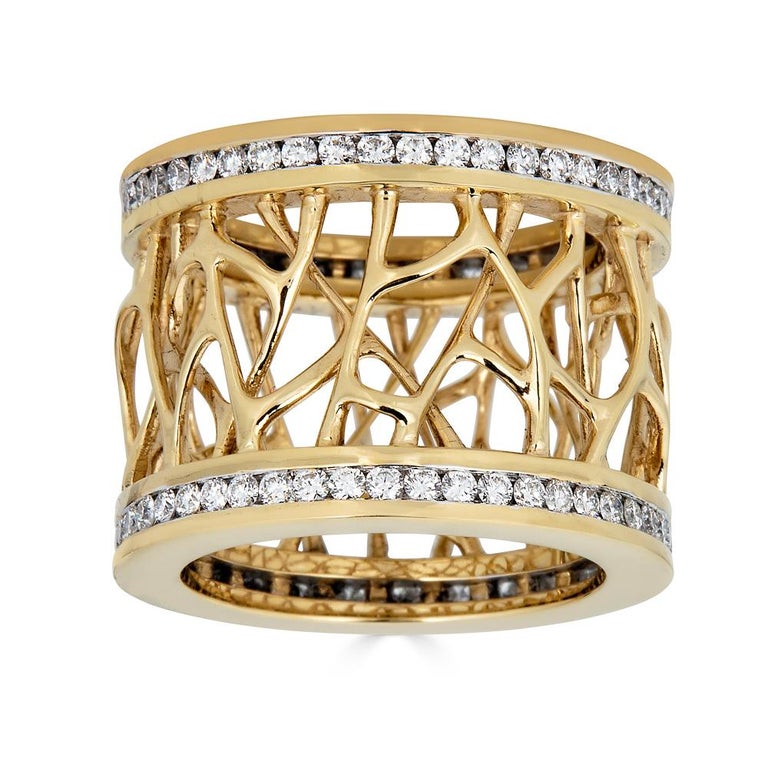 Web Frame Diamond and 18K Gold Ring For Sale at 1stDibs