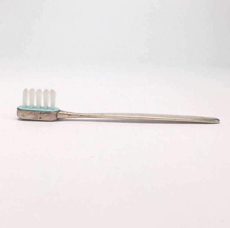 WEB Sterling Silver Baby Toothbrush Monogrammed "P" at 1stDibs