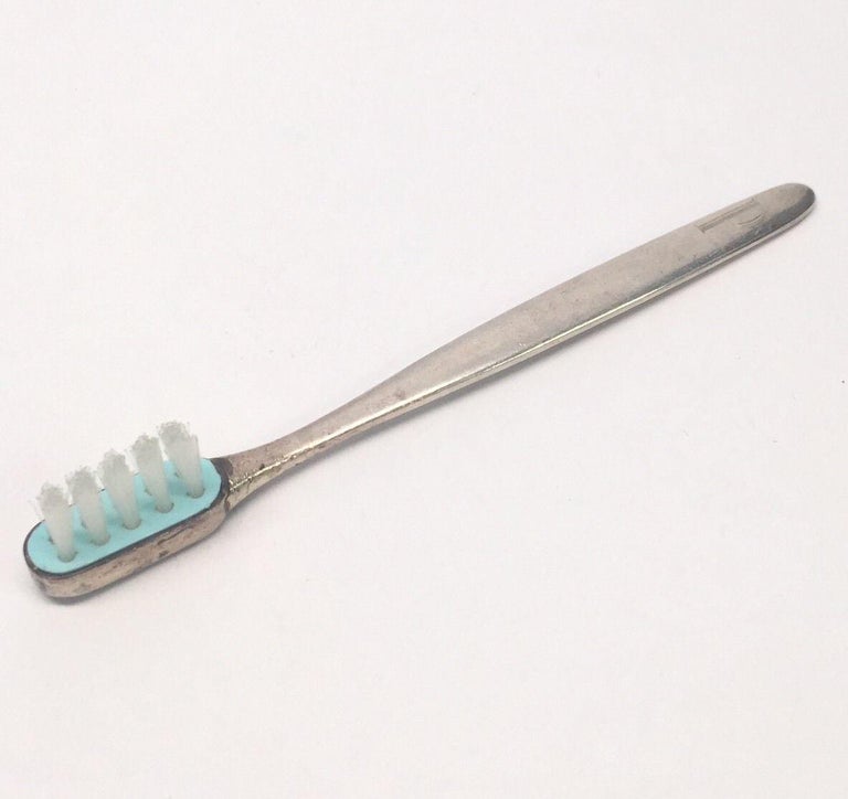 WEB Sterling Silver Baby Toothbrush Monogrammed "P" at 1stDibs