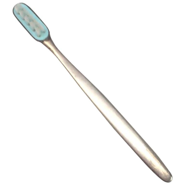 WEB Sterling Silver Baby Toothbrush Monogrammed "P" at 1stDibs