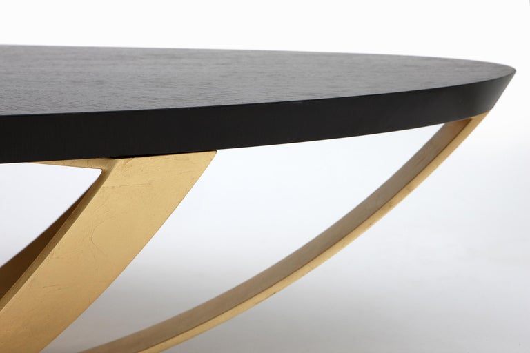 Web - Dinning table with gold leaf base and French oakwood top For Sale ...