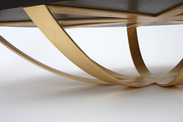 Web - Dinning table with gold leaf base and French oakwood top For Sale ...