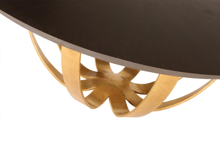 Web - Dinning table with gold leaf base and French oakwood top For Sale ...