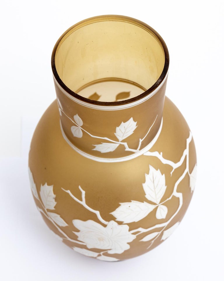 Webb Style Amber and White Cameo Vase For Sale at 1stDibs