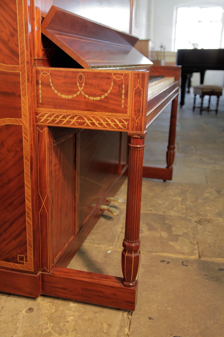 Weber Upright Piano Flame Mahogany Fluted Legs Stylised Neoclassical ...