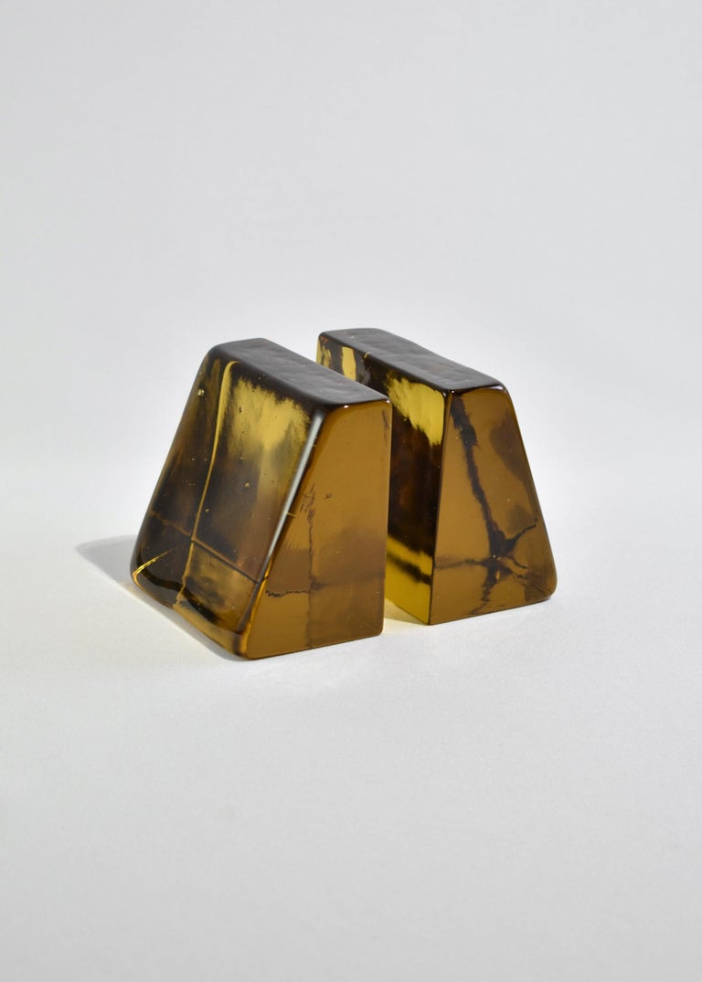 Wedge Glass Bookends at 1stDibs
