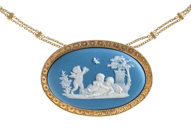Wedgewood Antique Cameo Spring Summer Putti Psyche Gold Pendant ...