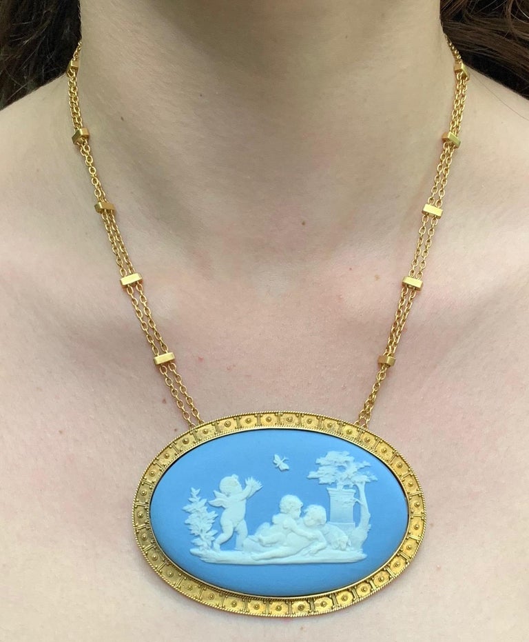 Wedgewood Antique Cameo Spring Summer Putti Psyche Gold Pendant ...