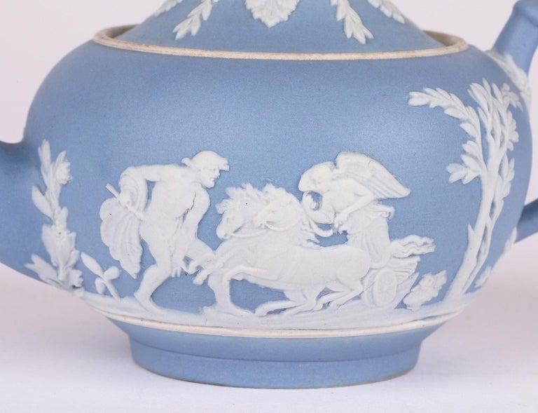 Wedgwood Antique Blue Jasperware Miniature Teapot For Sale at 1stDibs