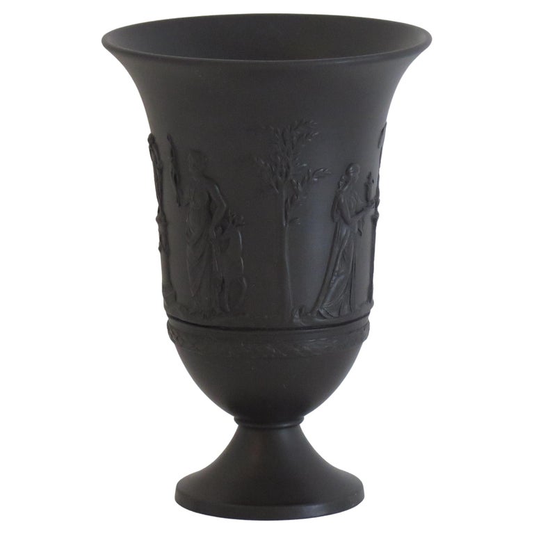 Wedgwood Black Basalt Footed Vase with Classical Figures, English Early ...