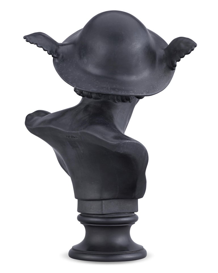 Wedgwood Black Basalt Library Bust of Mercury For Sale at 1stDibs