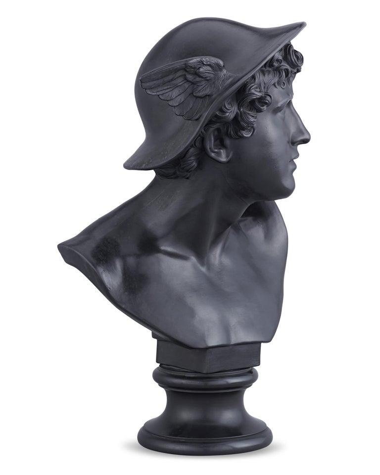 Wedgwood Black Basalt Library Bust of Mercury For Sale at 1stDibs