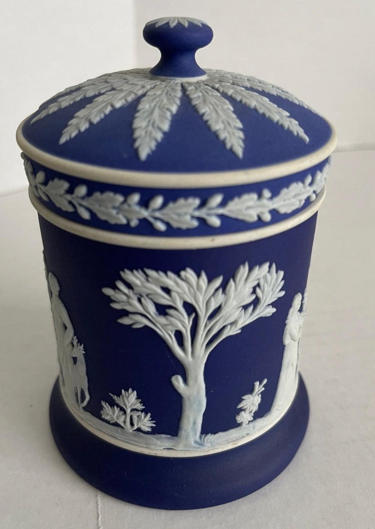 Wedgwood Dark Blue Jasperware Tobacco Jar For Sale at 1stDibs