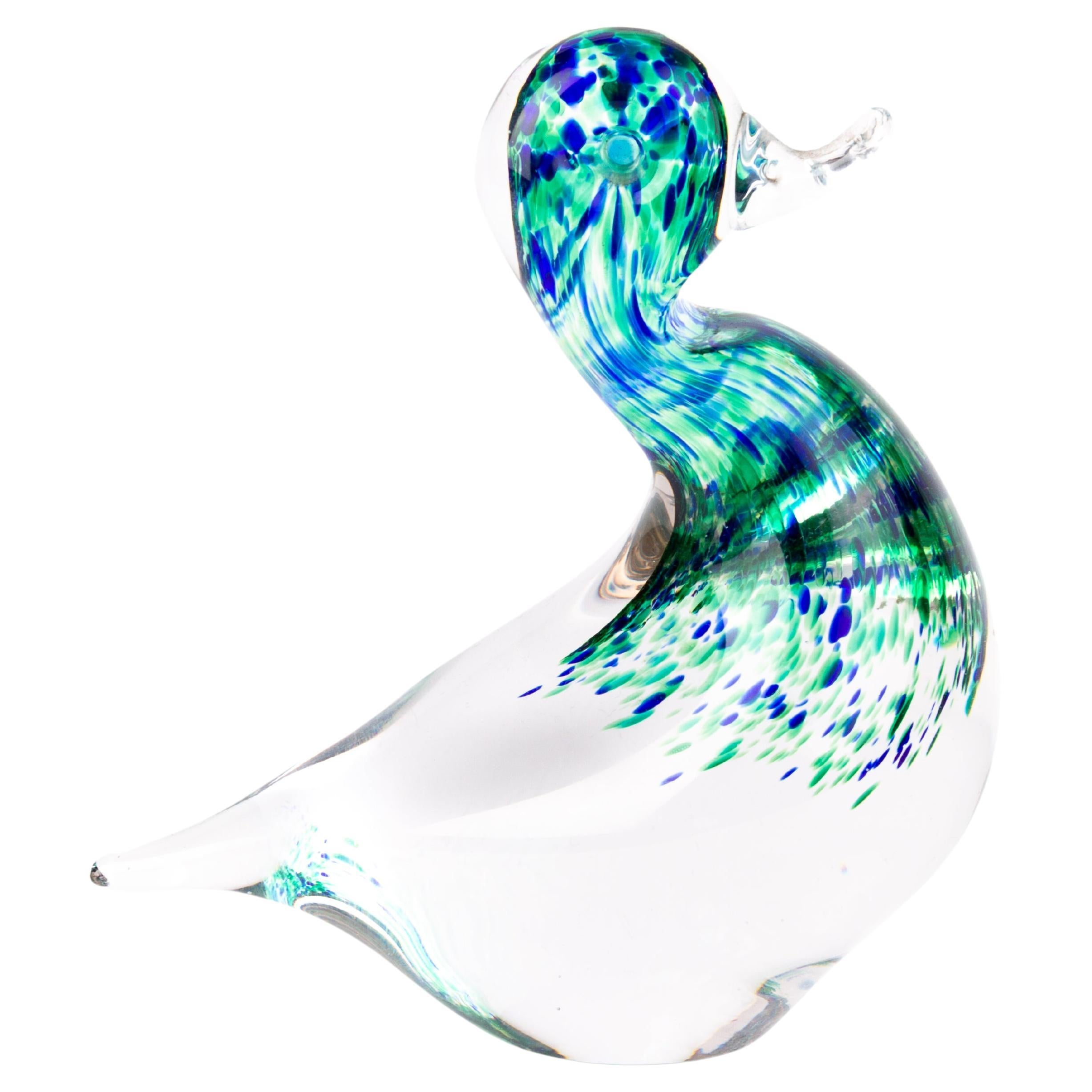 Wedgwood Designer Glass Duck Sculpture Desk Paperweight For Sale at 1stDibs