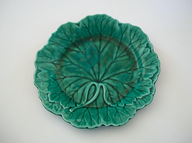 Wedgwood, Embossed Ceramic Green Iridescent Leaf Plate, U.K., Circa ...