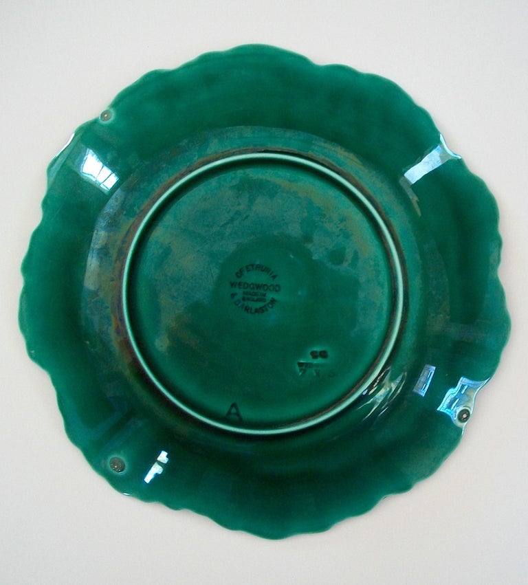 Wedgwood, Embossed Ceramic Green Iridescent Leaf Plate, U.K., Circa ...