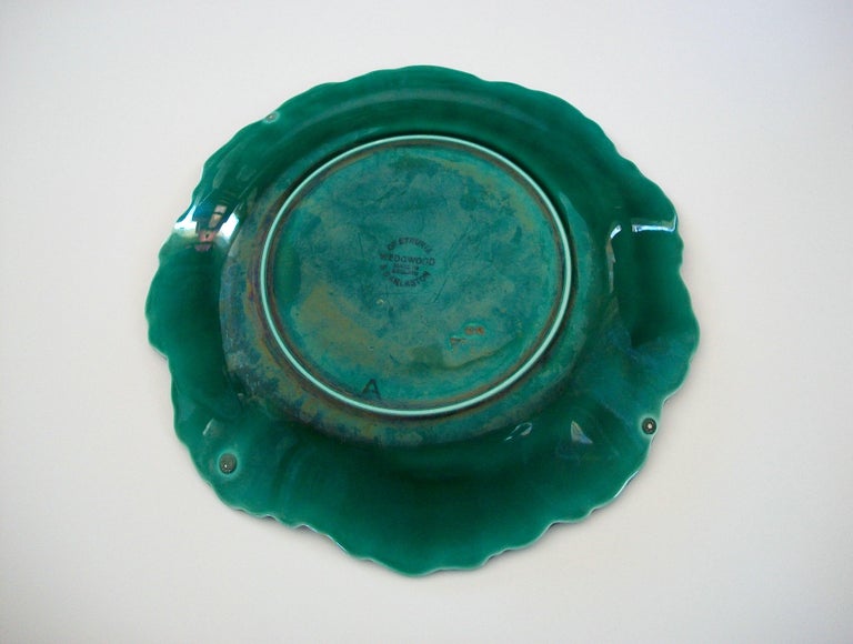 Wedgwood, Embossed Ceramic Green Iridescent Leaf Plate, U.K., Circa ...