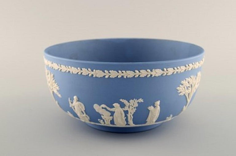Wedgwood, England, Large Bowl in Light Blue Stoneware with Classicist ...