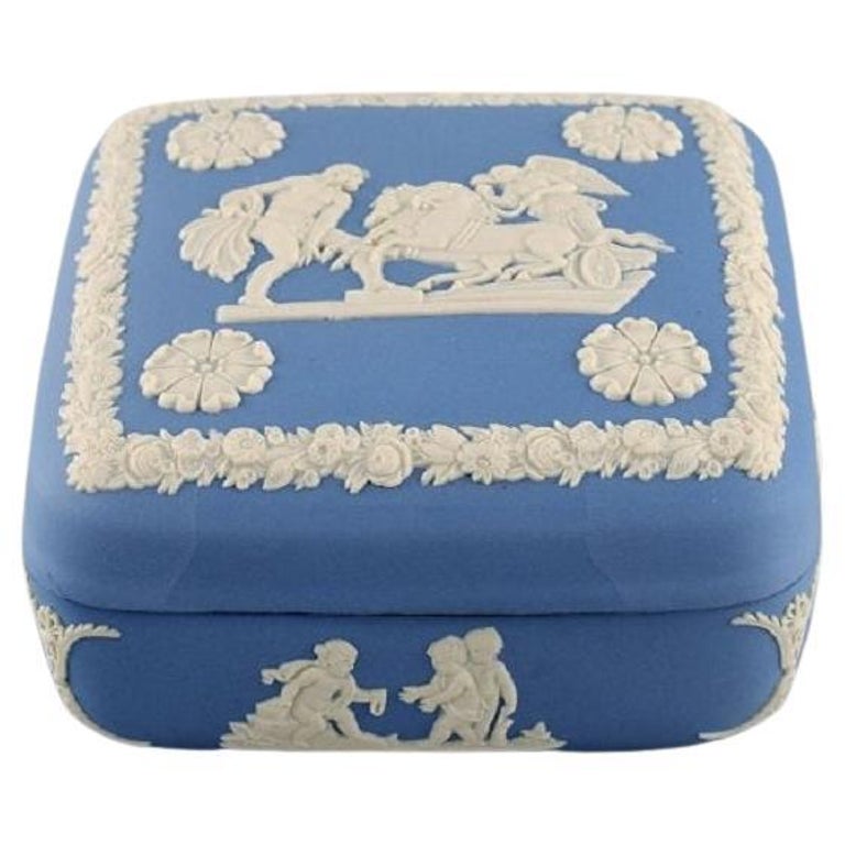 Wedgwood, England, Lidded Trinket Box in Light Blue Stoneware, Early ...