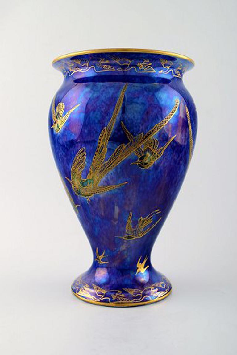 Wedgwood "Fairy" Vase in Luster Glaze, Decorated with Birds at 1stDibs