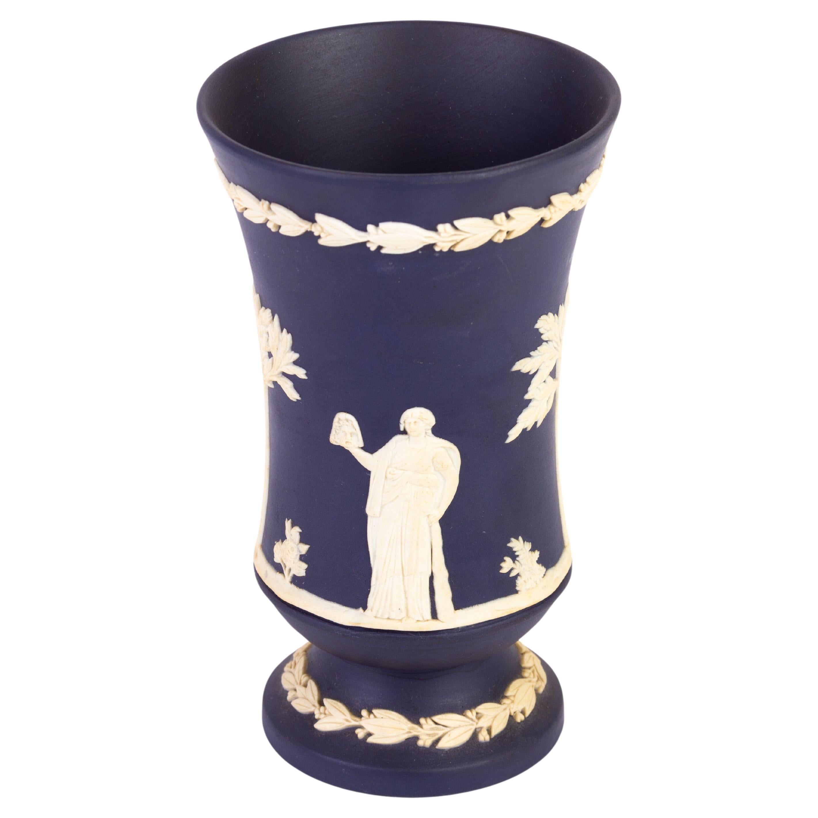 Wedgwood Jasperware Portland Blue Neoclassical Vase For Sale at 1stDibs