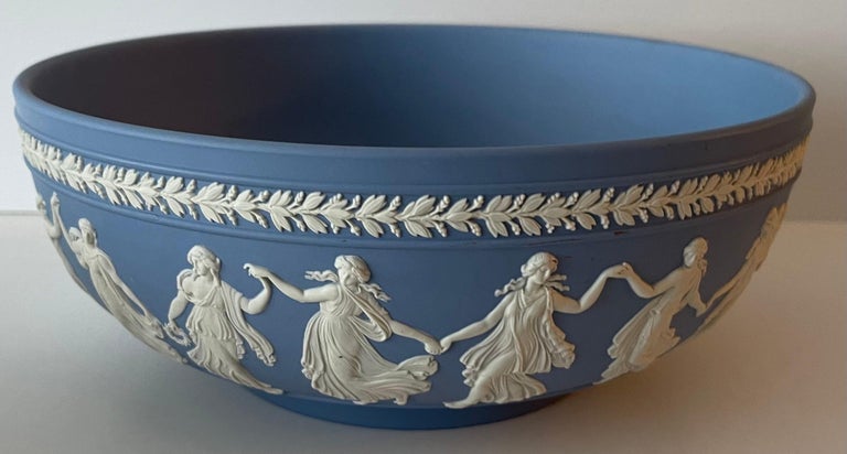 Wedgwood Light Blue Dancing Hours Neoclassical Jasperware Bowls, Pair For Sale at 1stDibs