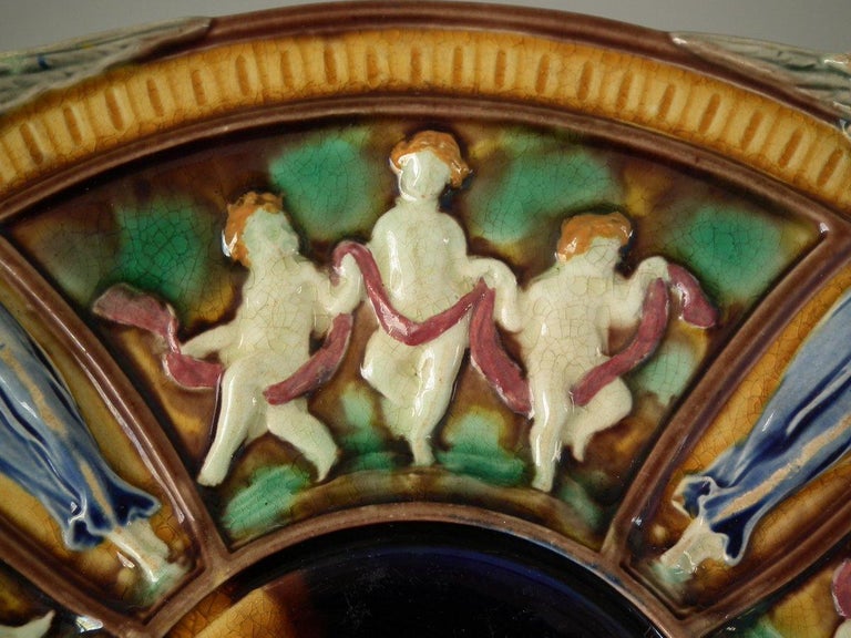 Wedgwood Majolica Dancing Putti and Angels Plate at 1stDibs