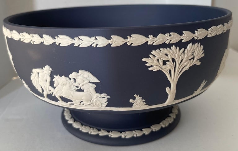 Wedgwood Navy Blue Neoclassical Jasperware Footed Bowl For Sale at 1stDibs