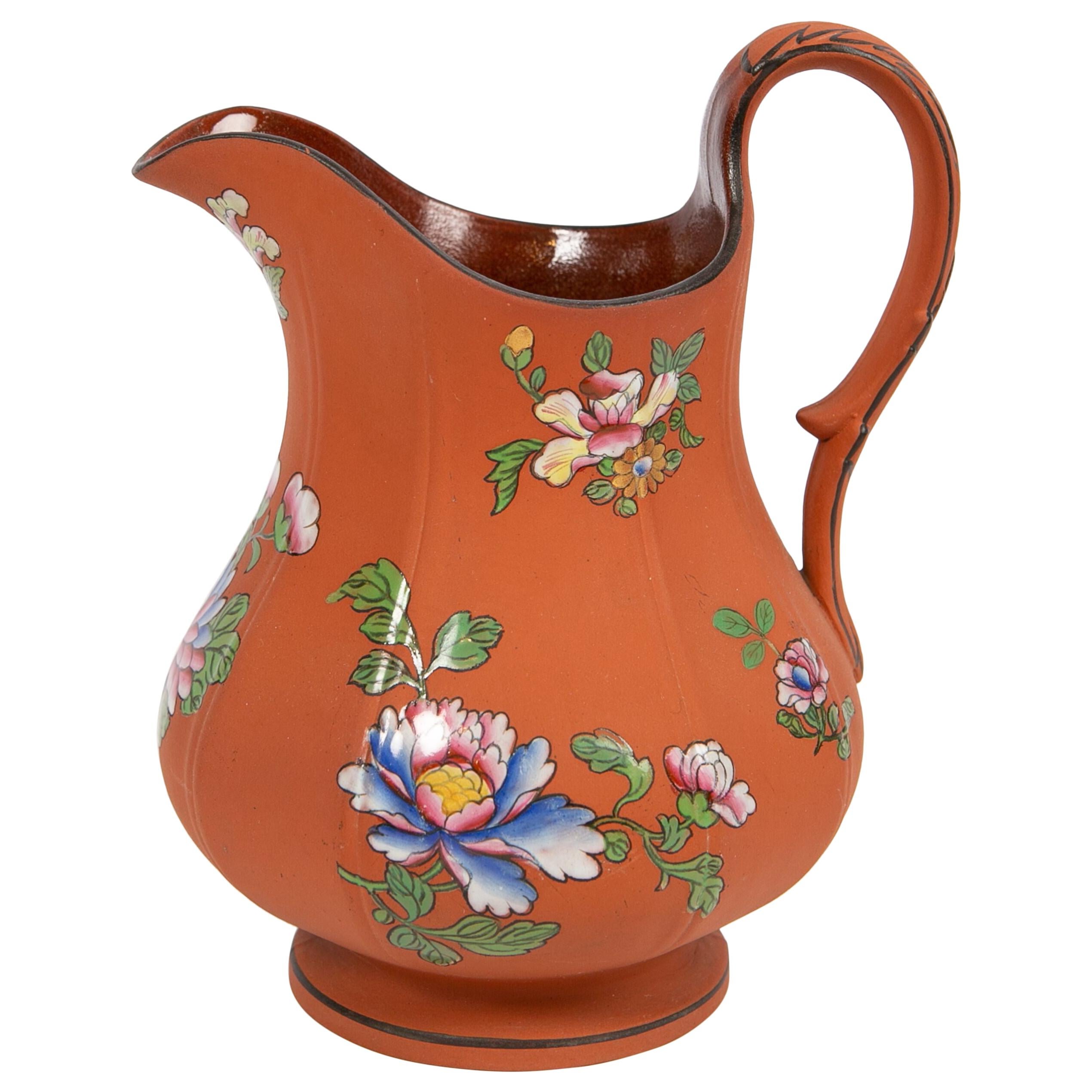 Wedgwood Pitcher Made of Rosso Antico Stoneware Painted with Enameled ...