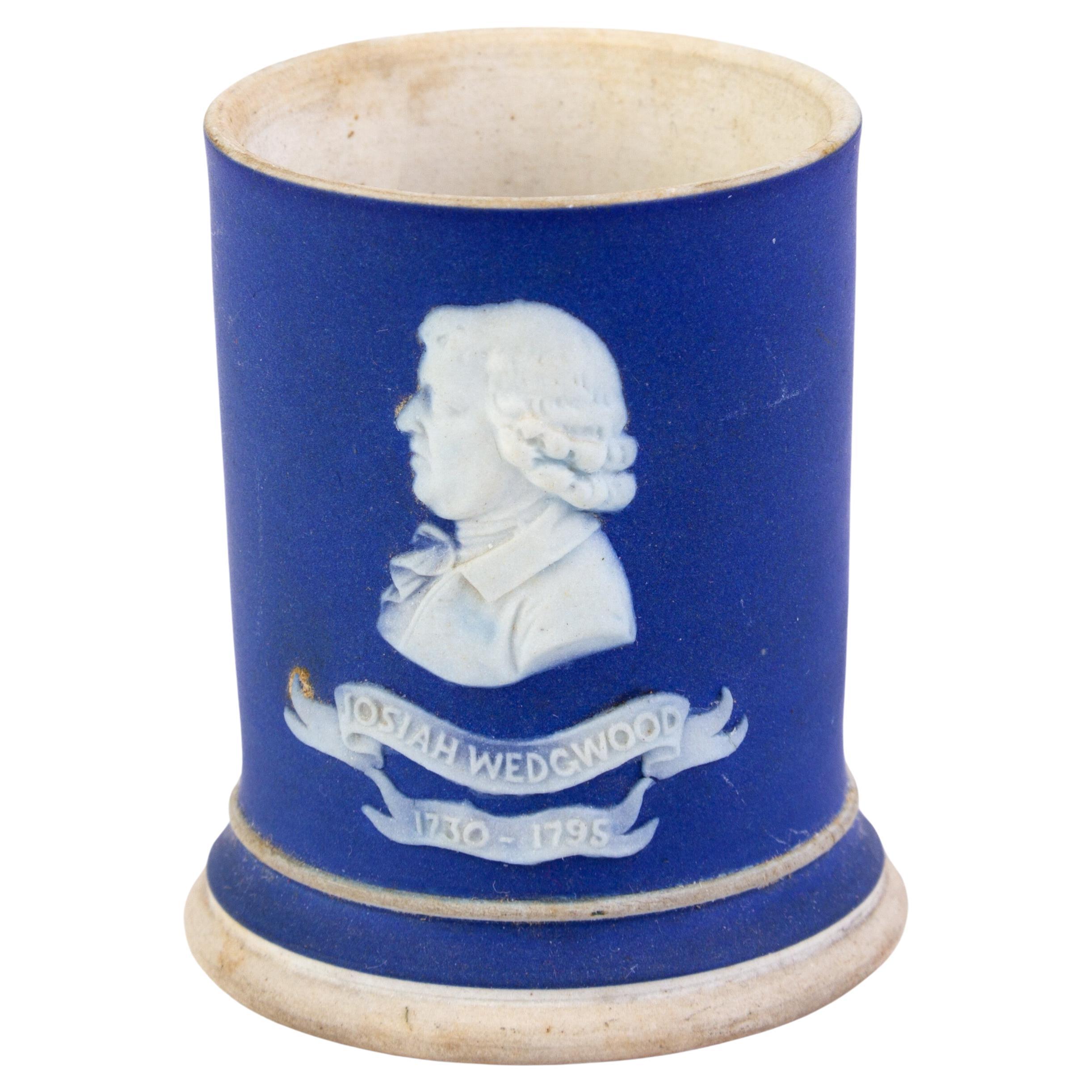 Wedgwood Portland Blue Jasperware Neoclassical Portrait Vase For Sale at 1stDibs