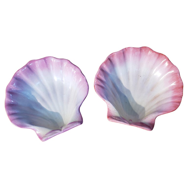 Wedgwood Pottery Pink Scallop Shell Dishes, a Pair at 1stDibs