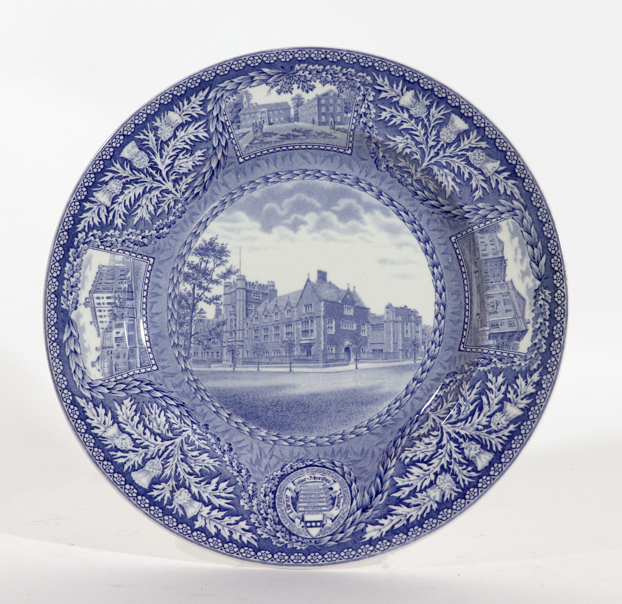 Wedgwood Pottery University of Pennsylvania Blue and White Plates, Set ...