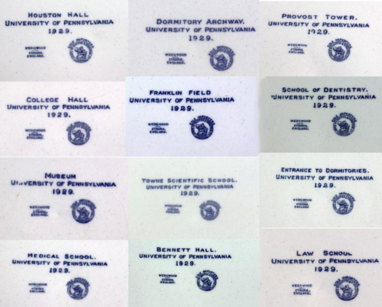 Wedgwood Pottery University of Pennsylvania Blue and White Plates, Set ...