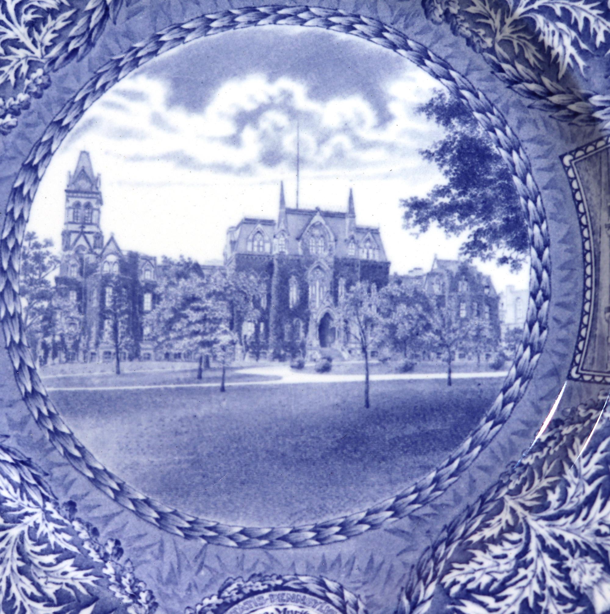 Wedgwood Pottery University of Pennsylvania Blue and White Plates, Set ...