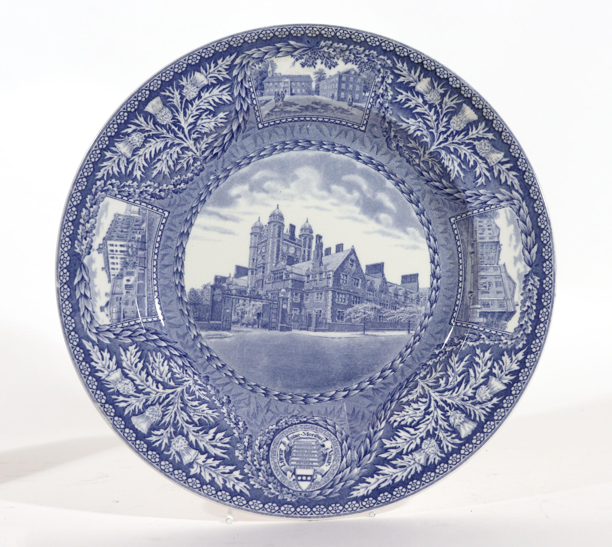 Wedgwood Pottery University of Pennsylvania Blue and White Plates, Set ...
