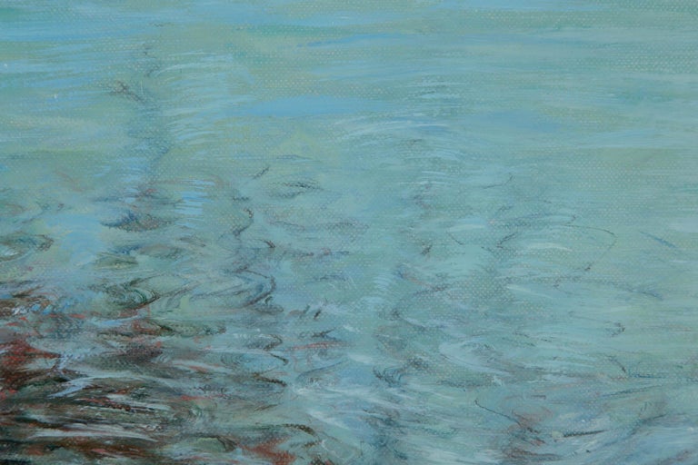 Wei Wang - Wei Wang Impressionist Original Oil On Canvas "Water Reflection - Cyan" For Sale at ...