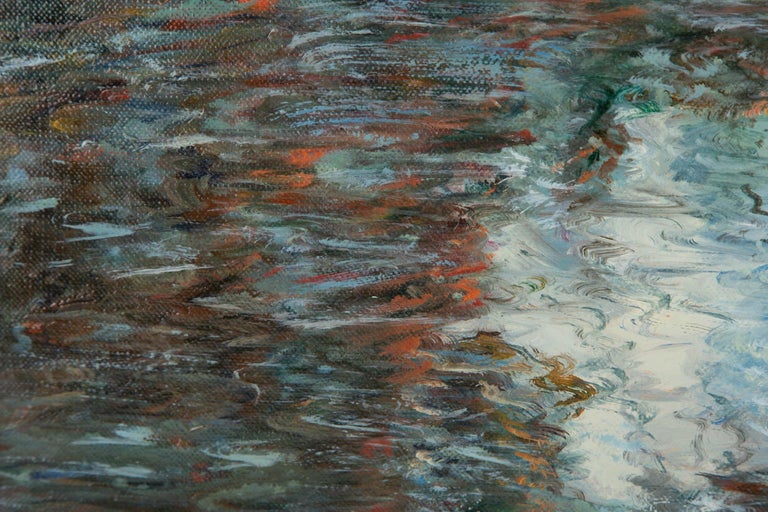 Wei Wang - Wei Wang Impressionist Original Oil On Canvas "Water Reflection - Cyan" For Sale at ...