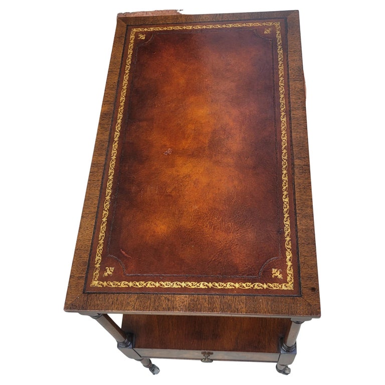Weiman Georgian Style Flame Mahogany and Tool Leather 2-Tier Wheeled ...