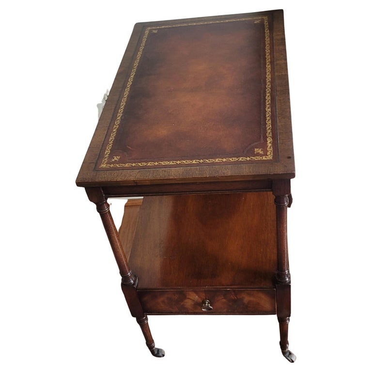 Weiman Georgian Style Flame Mahogany and Tool Leather 2-Tier Wheeled ...